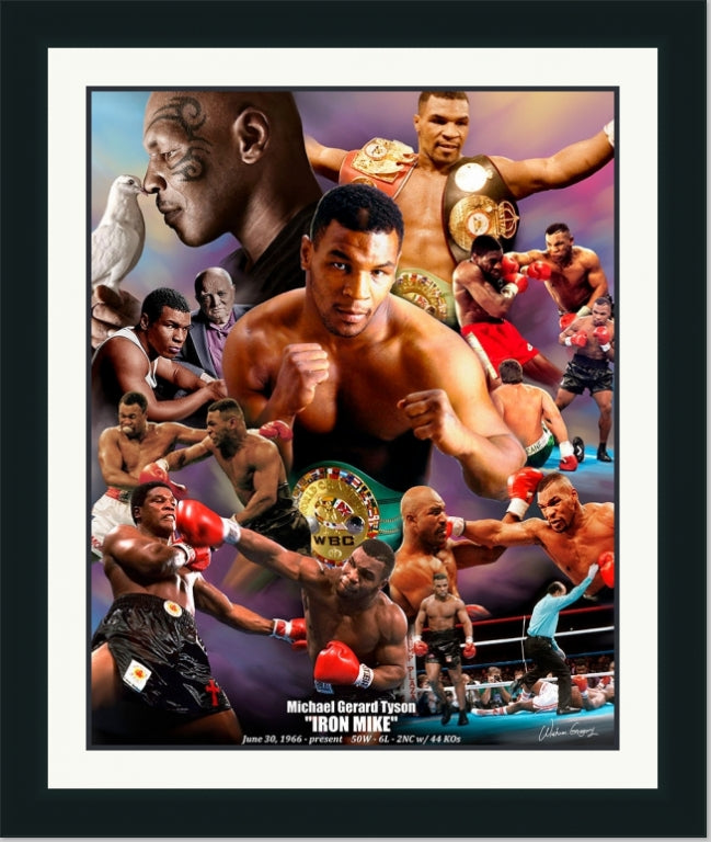 Iron Mike Tyson | Framed Famous Black Athletes Collage Art in Double M ...