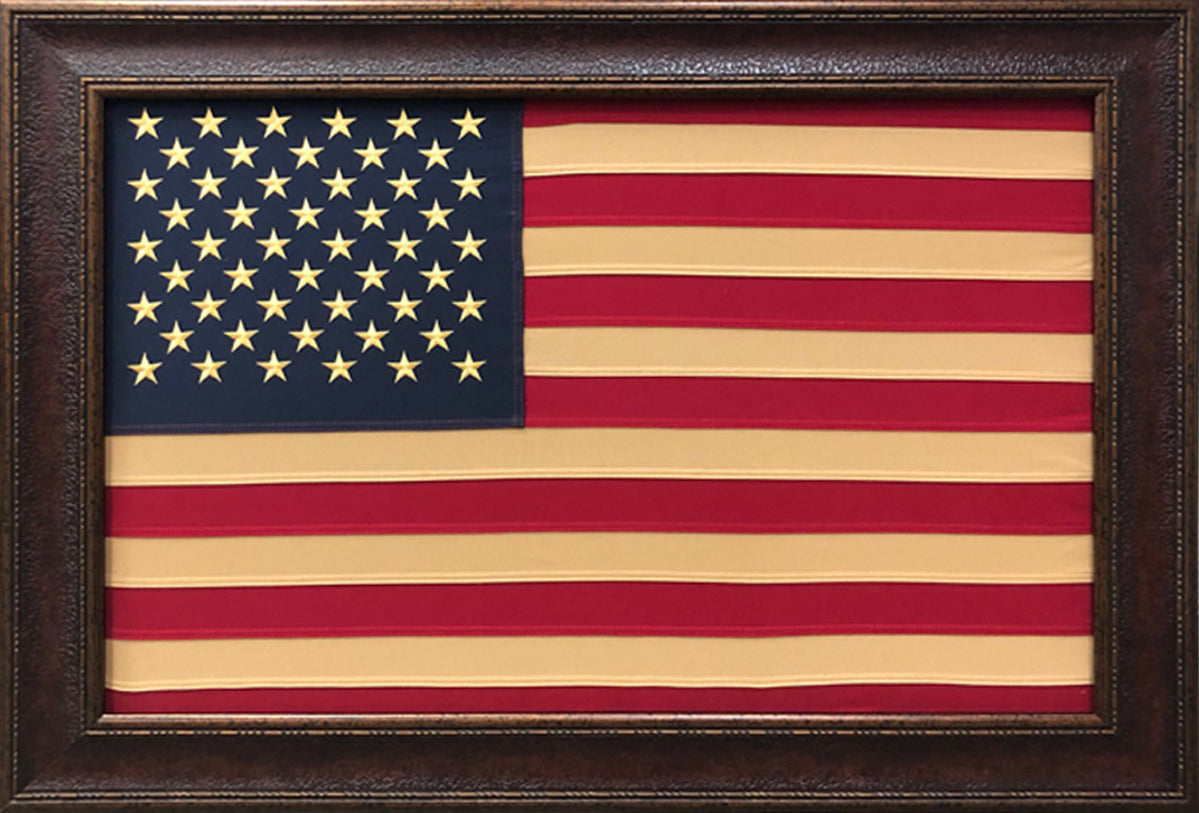 Framed American Flag | Real Cotton Cloth Embroidered Flag | 30L X 42W ...